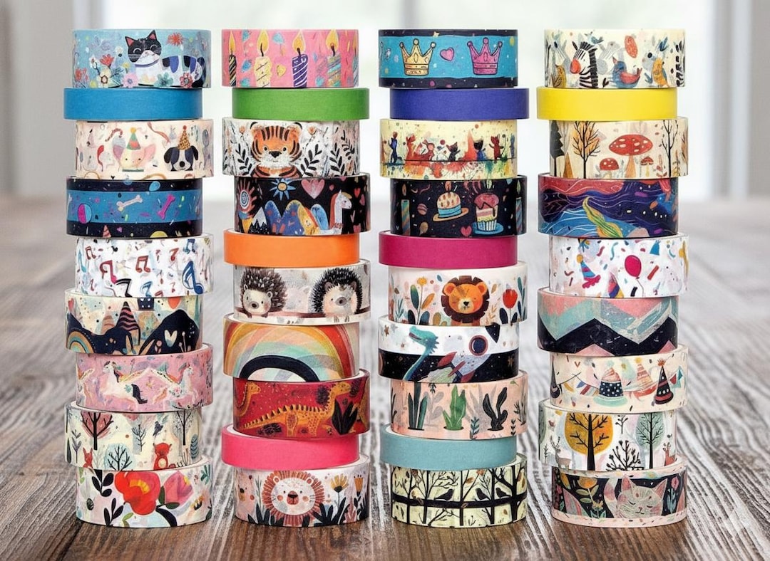 Washi Tape Set 39 Rolls - Kawaii Animal Cartoon Prints - Etsy