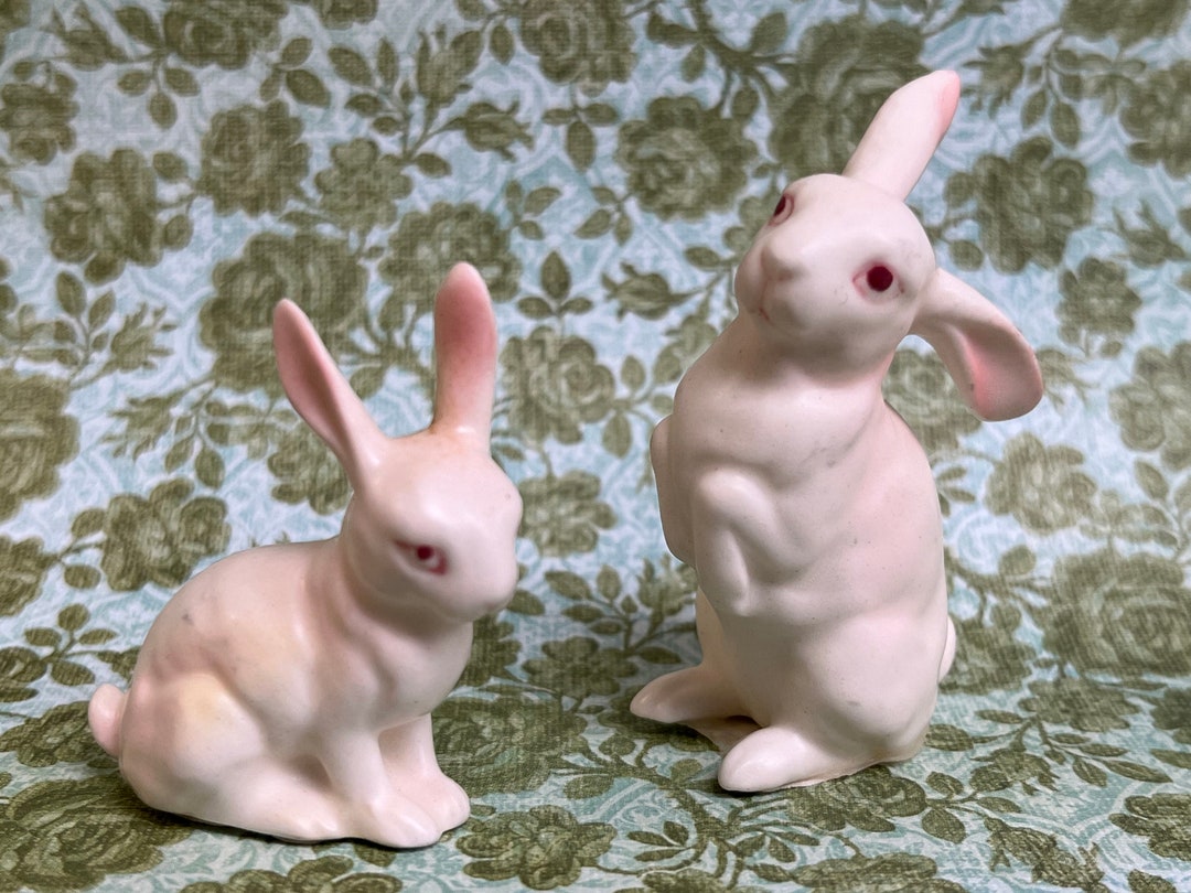 Vintage Lefton Rabbit Figurines 1950s JAPAN Miniature Bunny Statue ...