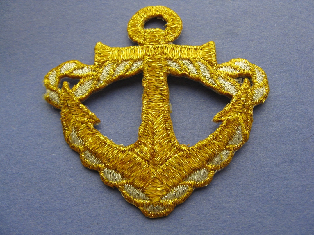 Nautical Gold Anchor Patch Large Vintage Sailor Appliqué Trim - Etsy