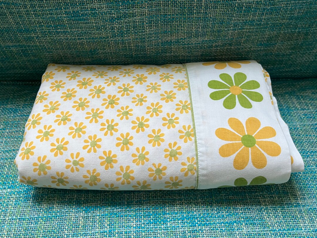 Vintage Daisy Bed Sheet Lady Pepperell Kittery Yellow Daisies Full Flat ...