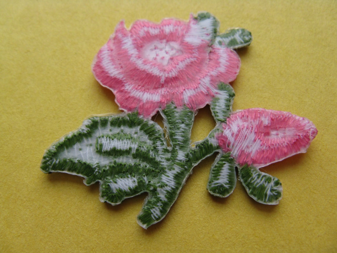 Vintage Rose Appliqué Pink Flower Jacket Patch Trim | Etsy