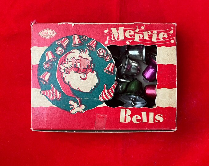 Vintage Jingle Bells 1950s Metal Craft Merrie Bells With Kitsch Graphic ...