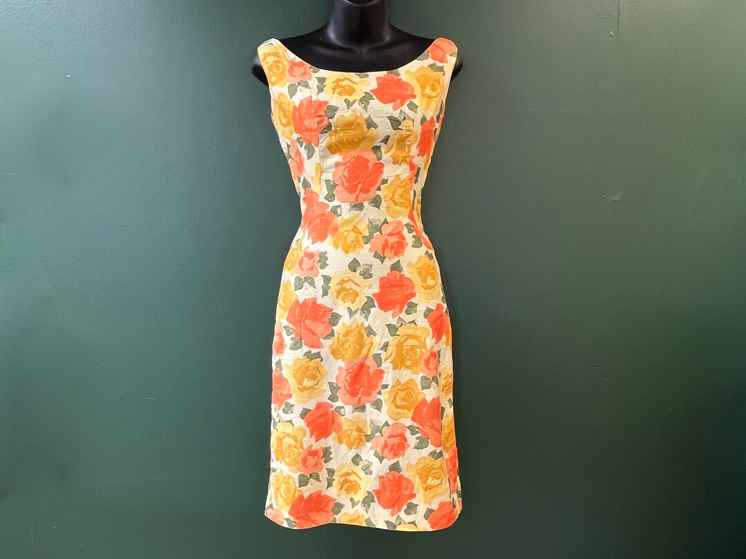 Vintage Yellow Roses Dress 1960s Floral Summer Shift Small - Etsy