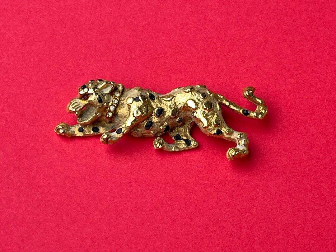 Vintage Jaguar Pin 1960s Jewel Eye Big Cat Flair Brooch - Etsy