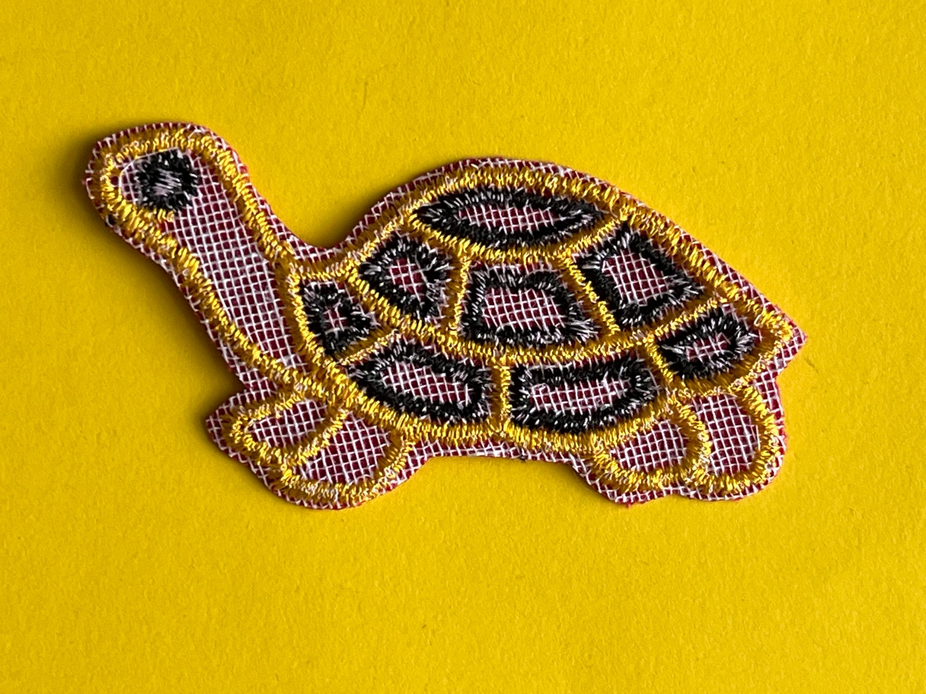 Turtle Applique Patch 1970s Black Red and Yellow Jacket Patch - Etsy