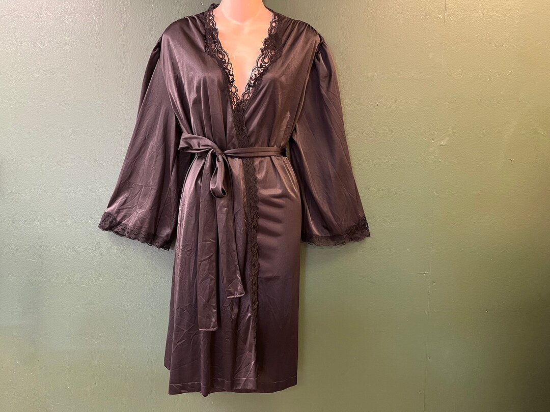 Vintage Black Lace Robe 1970s Nylon Peignoir Plus Size Wrapper 2X - Etsy
