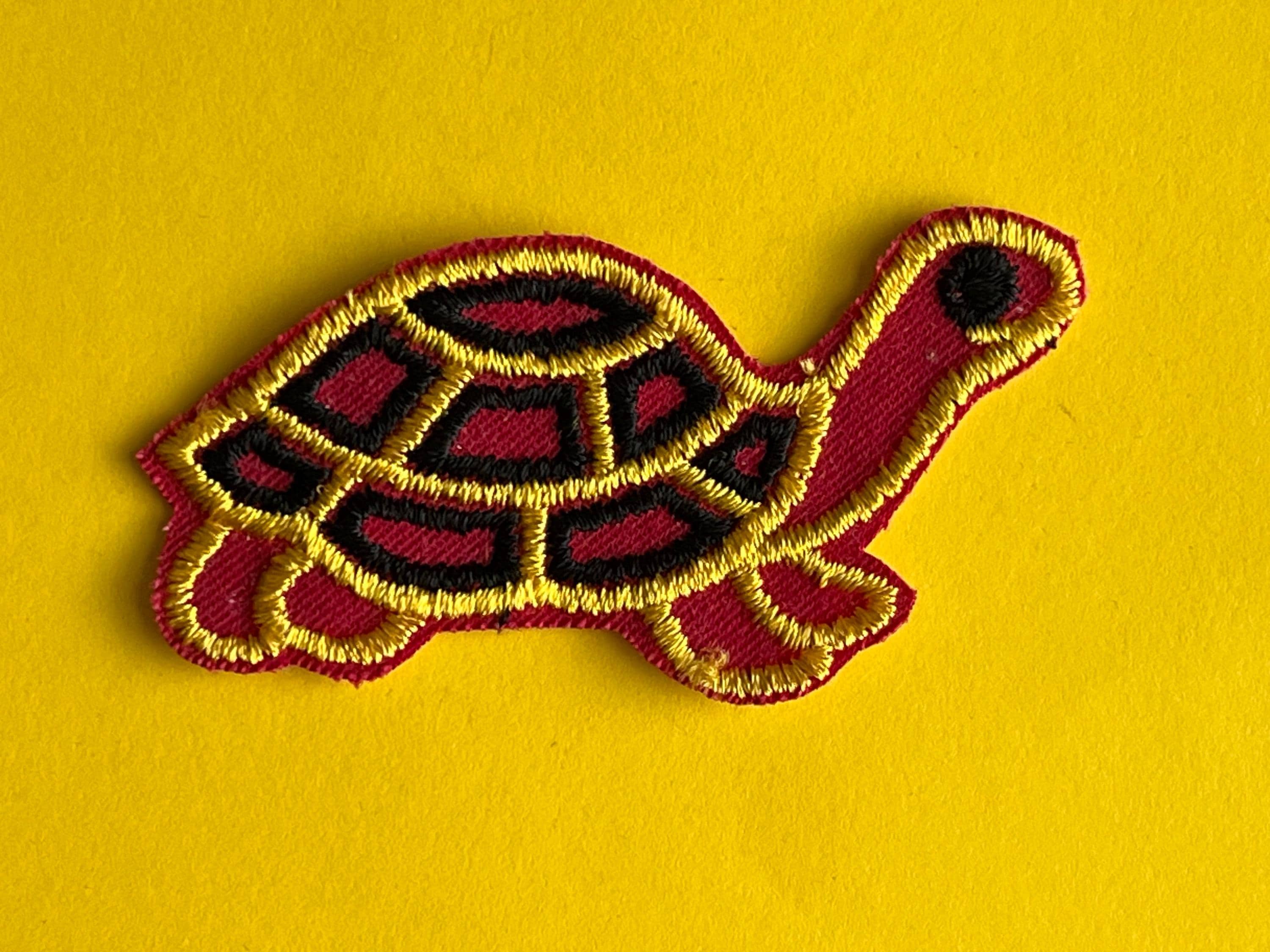 Turtle Applique Patch 1970s Black Red and Yellow Jacket Patch - Etsy