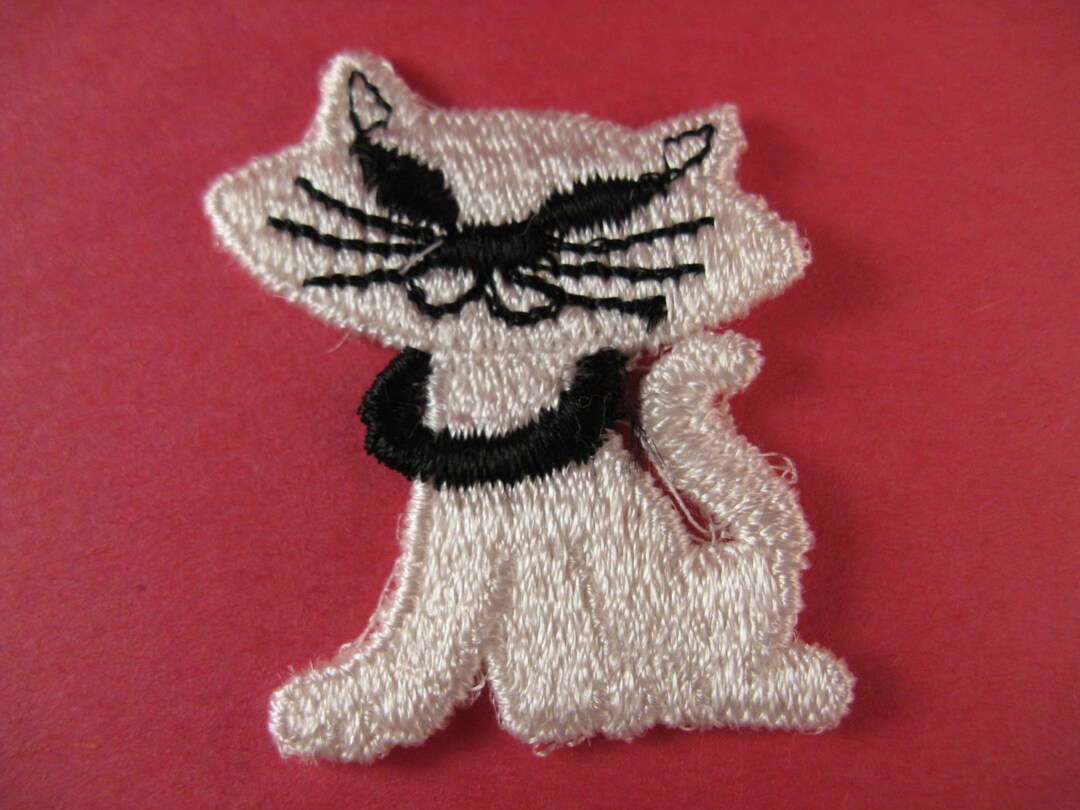 Vintage Retro Kitty Jacket Patch Black and White Atomic Cat Kitten ...