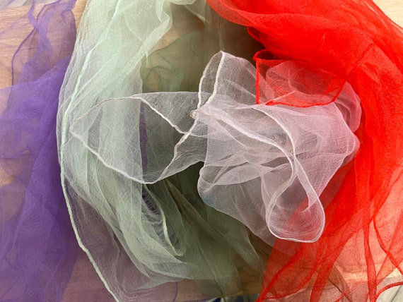 vintage sheer scarf collection 60s pastel nylon scarv… - Gem