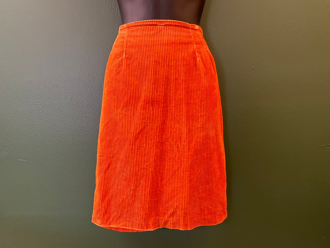 1950s Corduroy Skirt Vintage Rusty Orange Campus Skirt Medium - Etsy