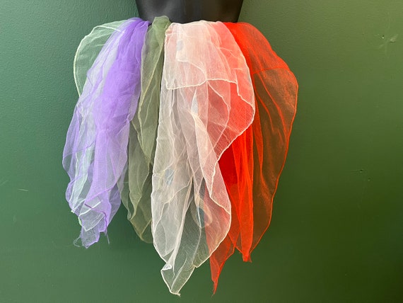 vintage sheer scarf collection 60s pastel nylon scarv… - Gem