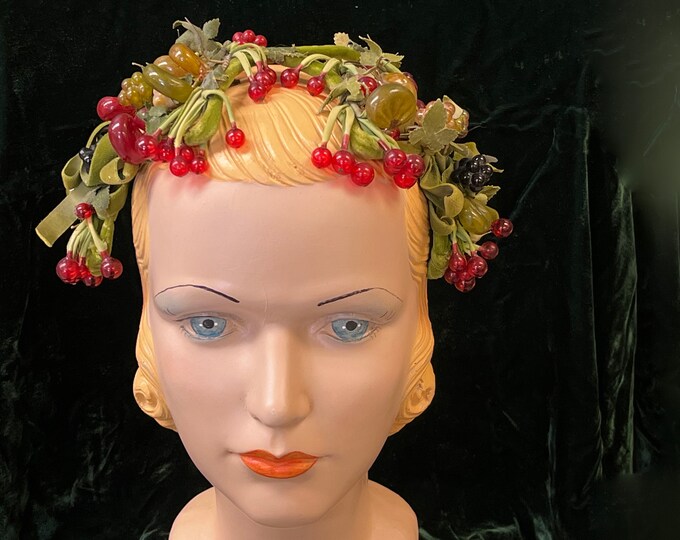 Antique Beaded Berry Crown 1940s Fruit Whimsy Headpiece - Etsy