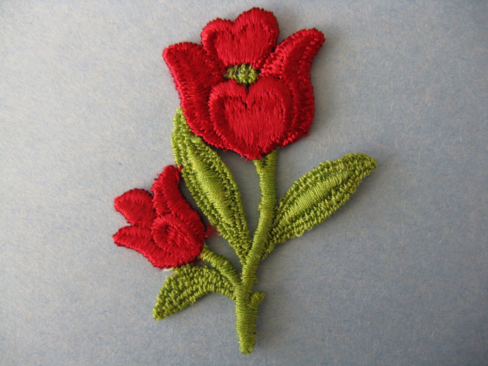 Vintage Tulip Patch Large Red Flower Appliqué Trim NOS | Etsy