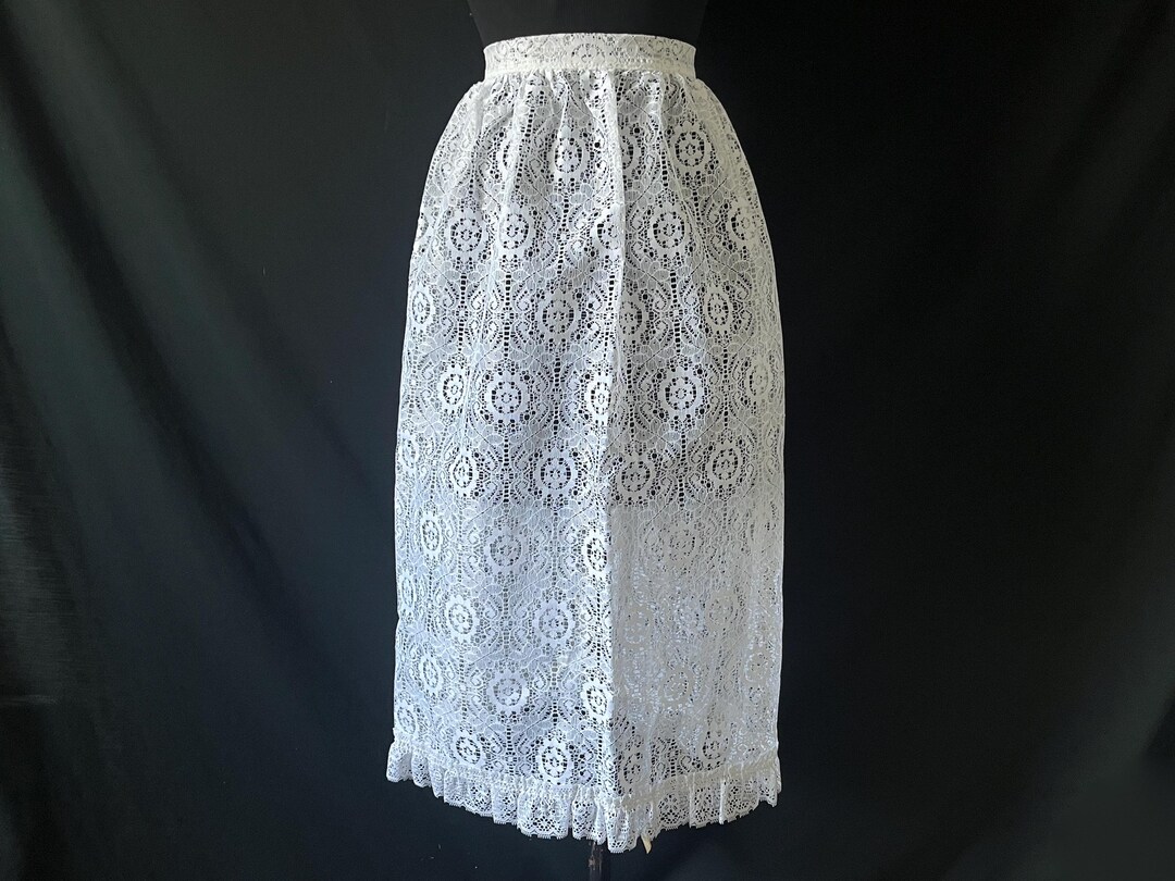 White Lace Apron Vintage Sheer Ruffled Skirt Saver Vintage Housewife - Etsy