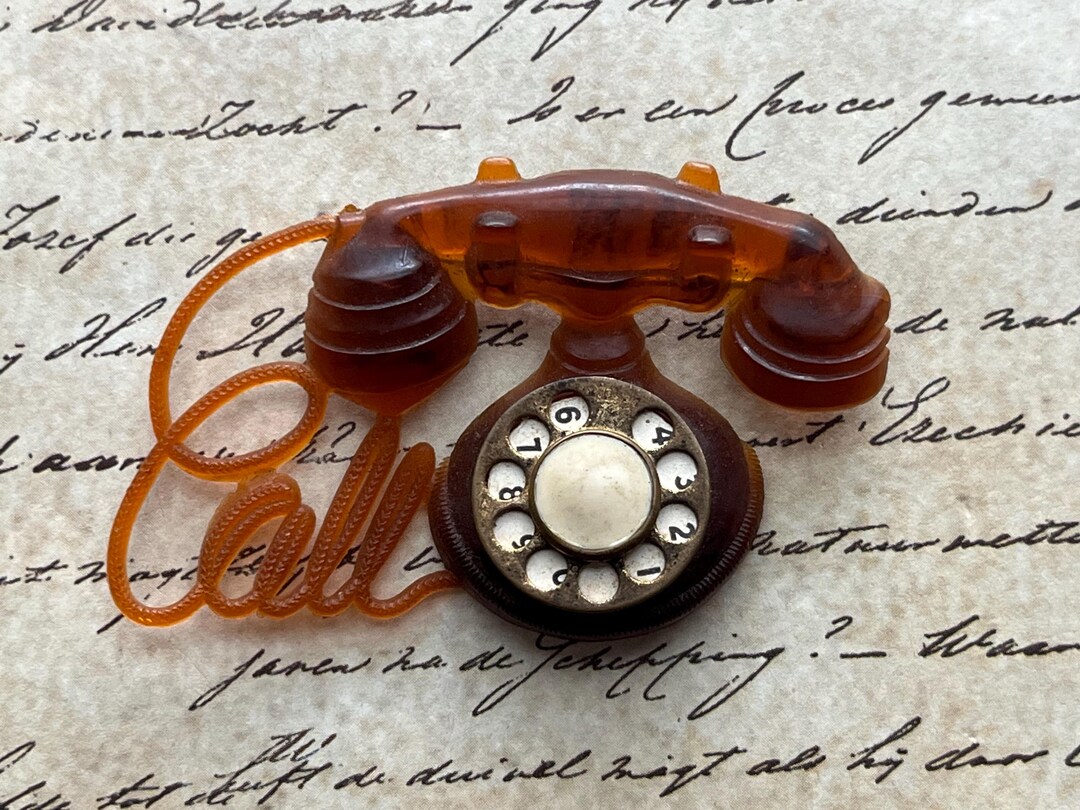 Vintage Rotary Telephone Brooch 1950s Plastic Call Pin - Etsy