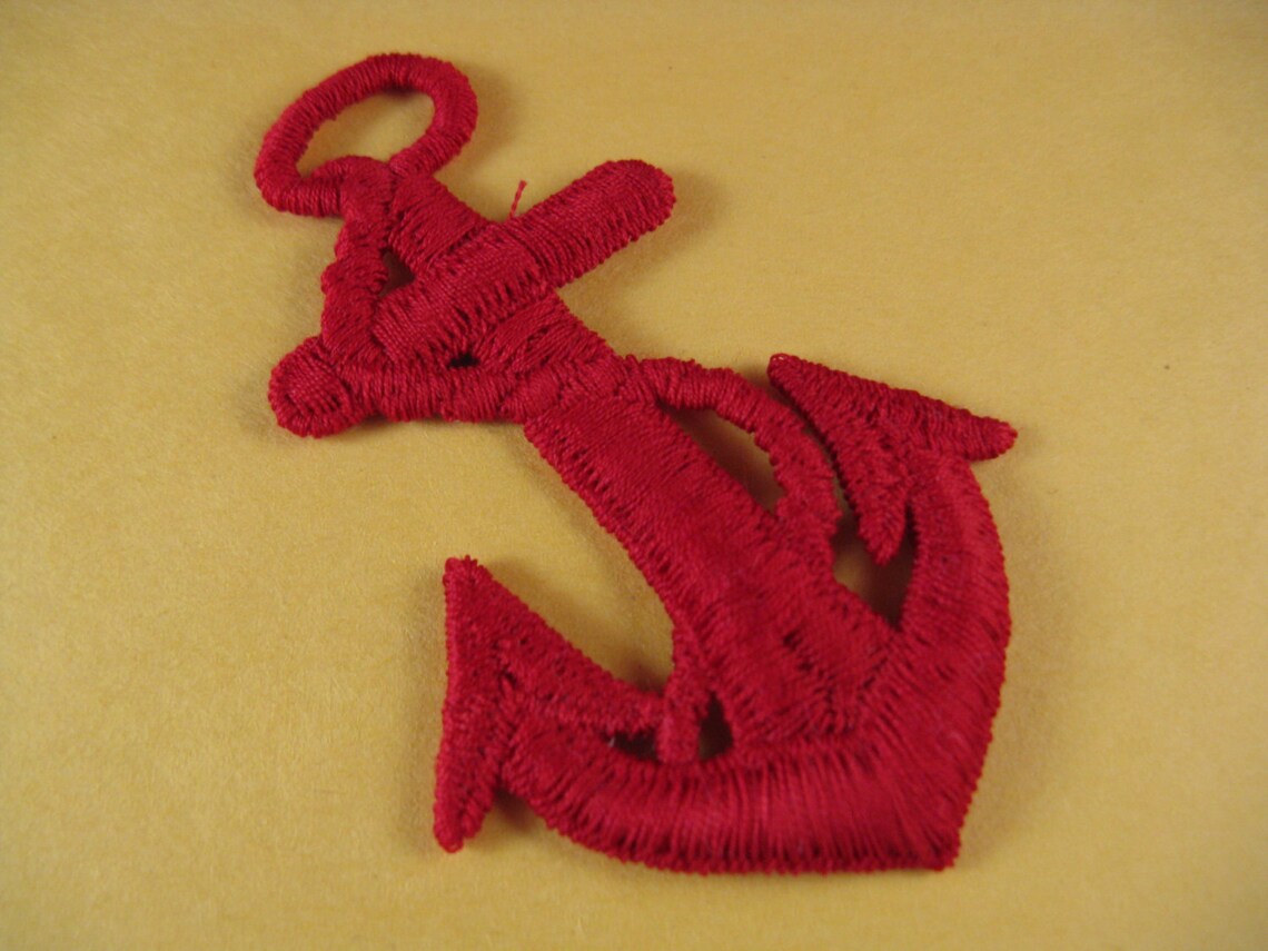 Red anchor appliqué vintage large sailor nautical patch | Etsy