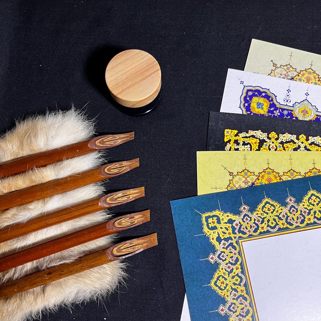 Handmade Qalam Reed Pen Set: Arabic Calligraphy Tools With Ink & Paper ...