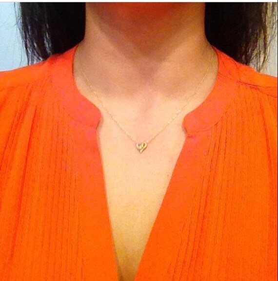 Items similar to Gold Heart Inital Necklace on Etsy