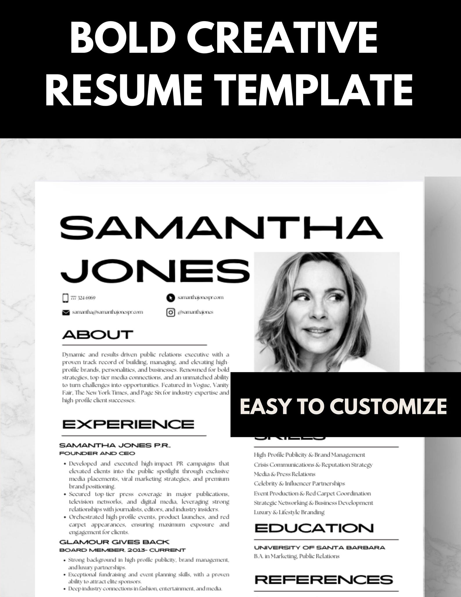 Bold Creative Resume Template | Bold Creative Cover Letter | Creative CV | Easy to Edit | Canva ...