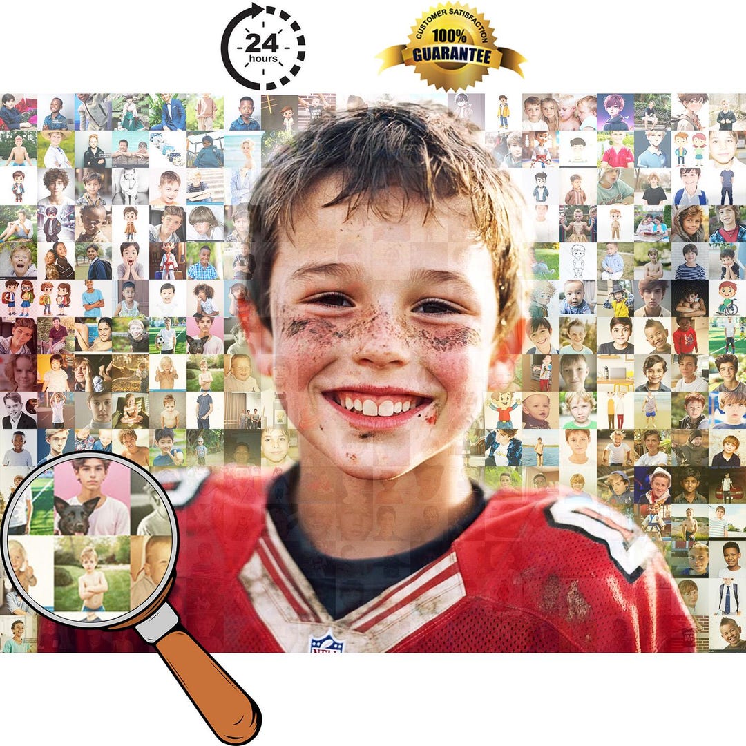 Custom Mosaic Photo, Mosaic Portrait, Portrait Gift for Children, Baby ...