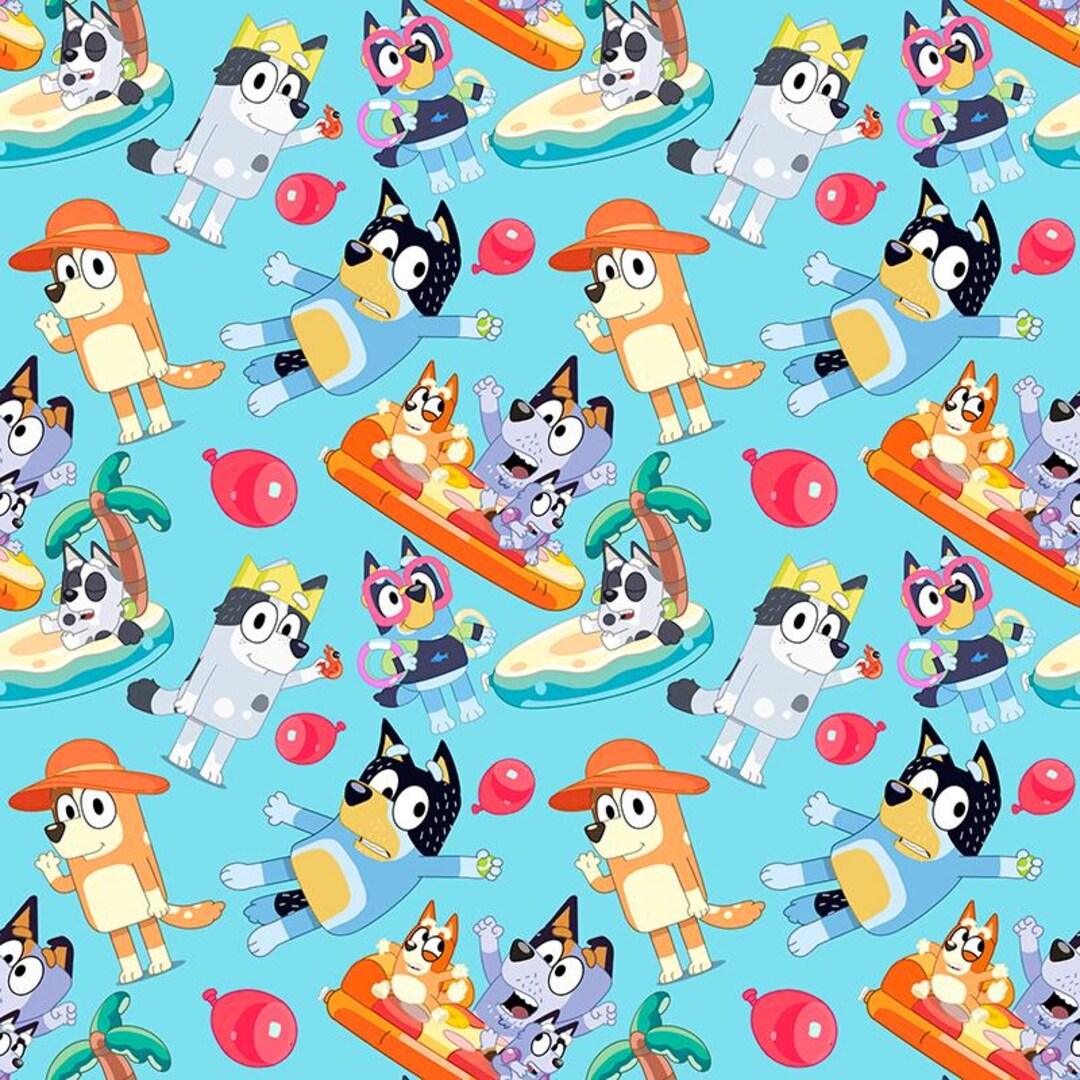 Bluey Fabric Blue Dog Fabric Bluey and Bingo Fabric Fabric Cartoon ...