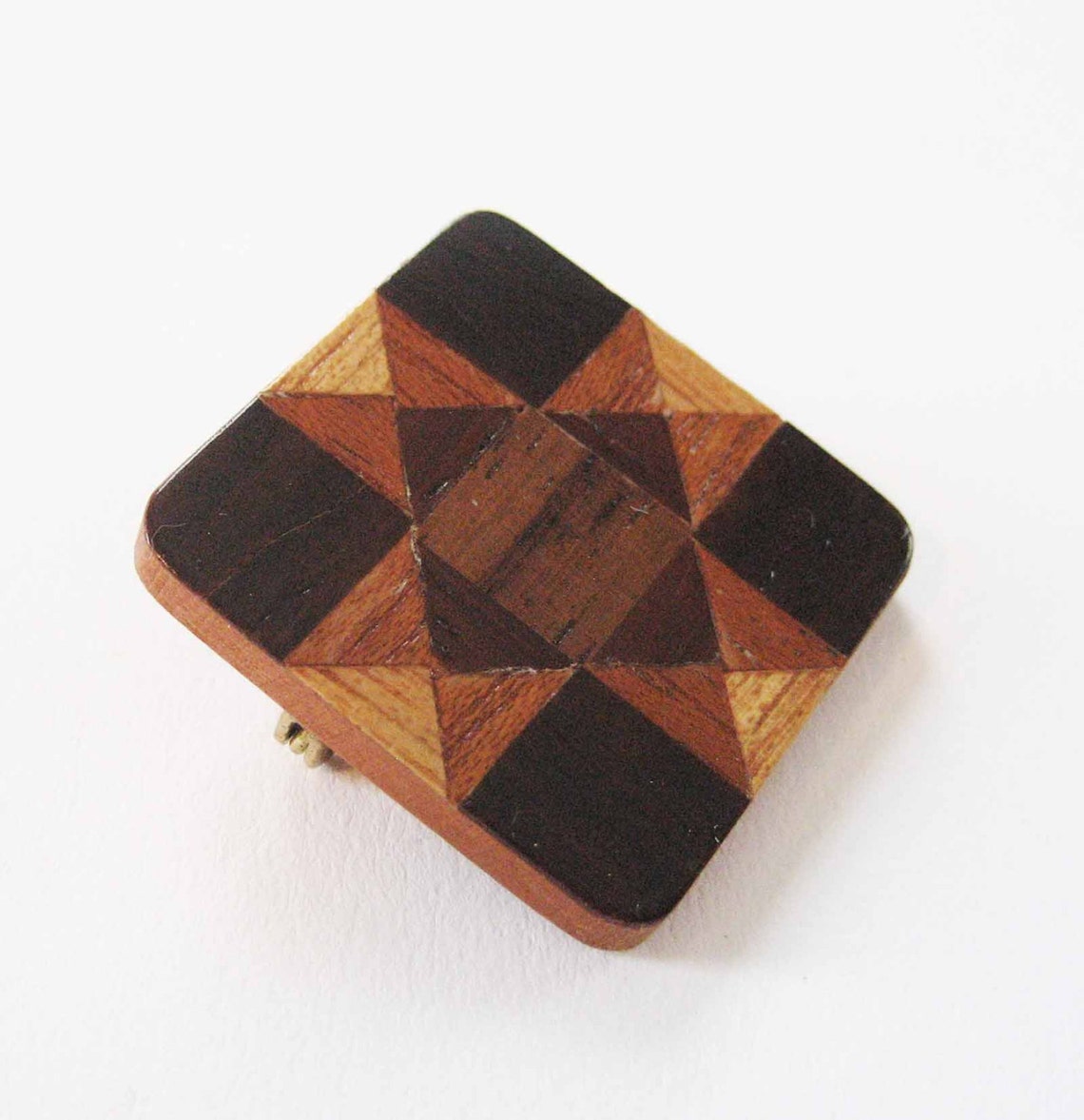Miniature Wood Parquet Pattern Pin Genuine Wood Inlay | Etsy