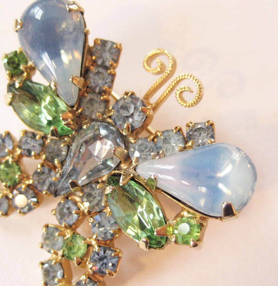 Adorable Light Blue and Spring Green Rhinestone Butterfly - Etsy