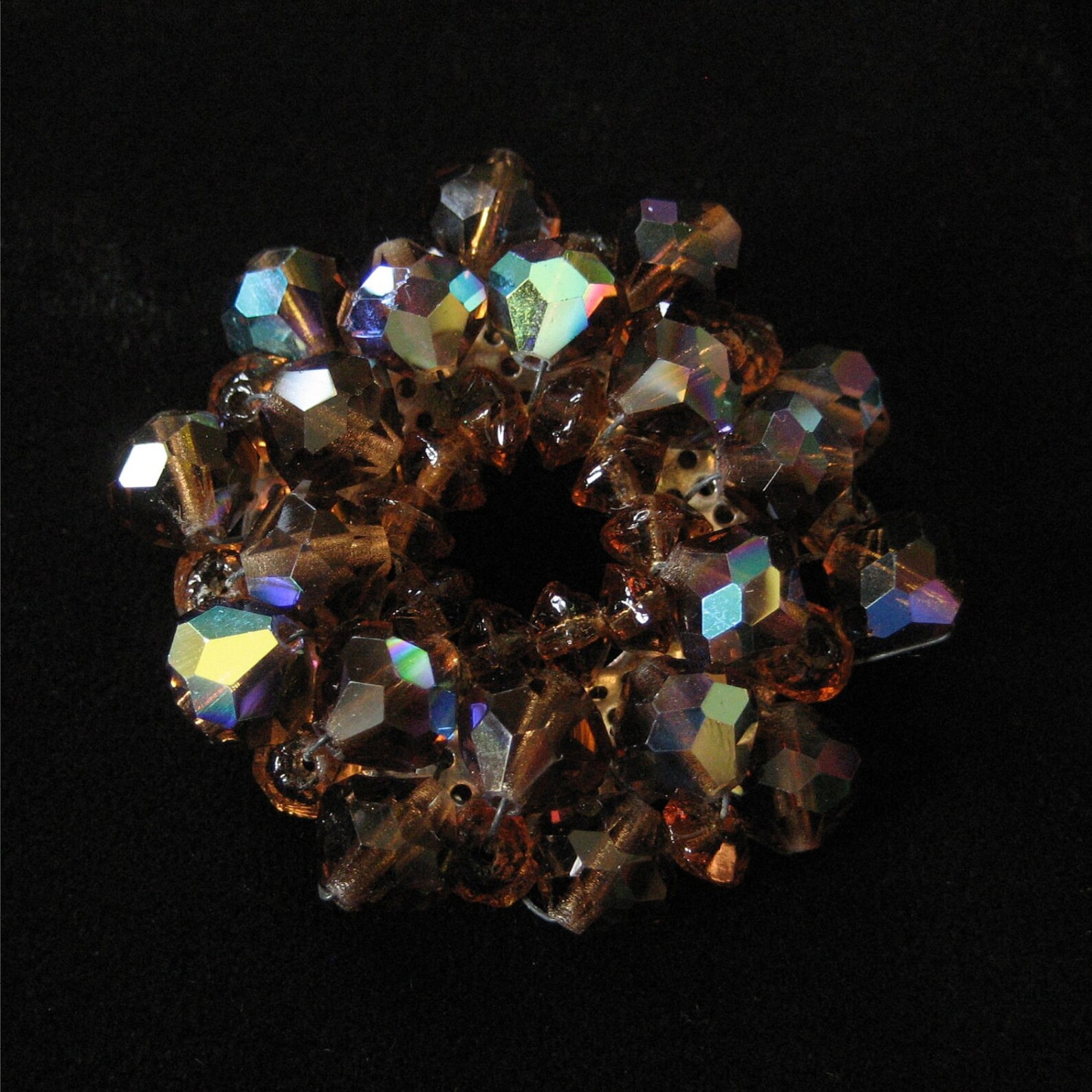 1960's Brown Aurora Borealis Crystal Brooch - Etsy