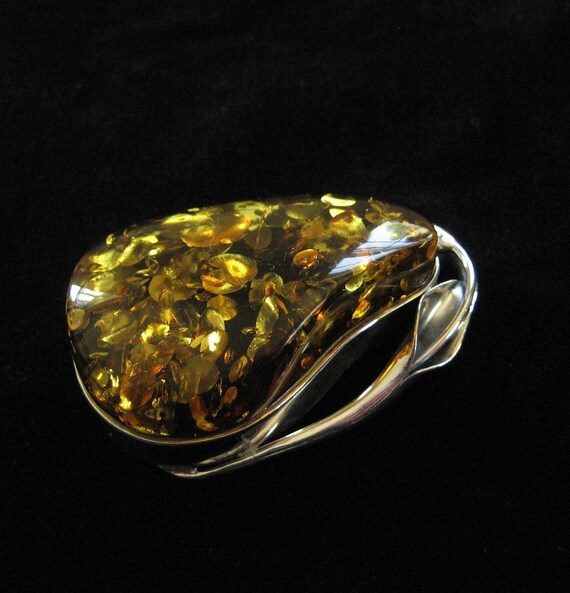 Huge Sterling Silver Reconstitured Petrified Tree Sap Pendant - Etsy