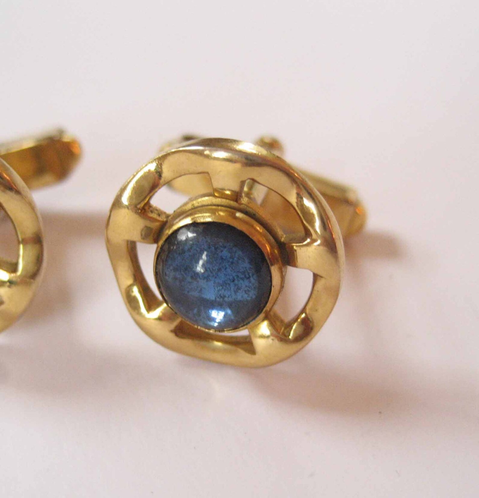 Swank Cuff Links, Blue Glass Stones, 1950's - Etsy