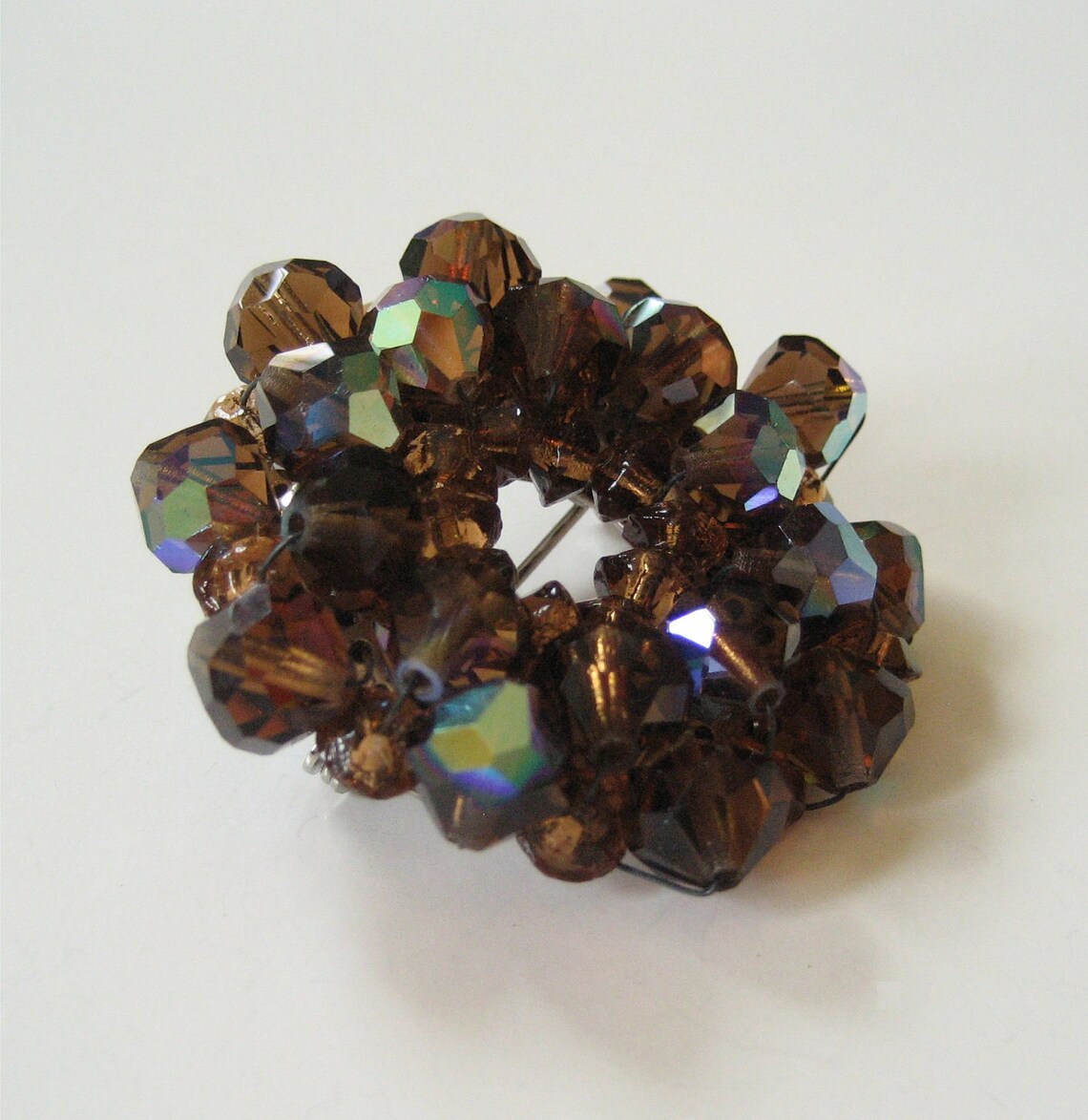 1960's Brown Aurora Borealis Crystal Brooch | Etsy