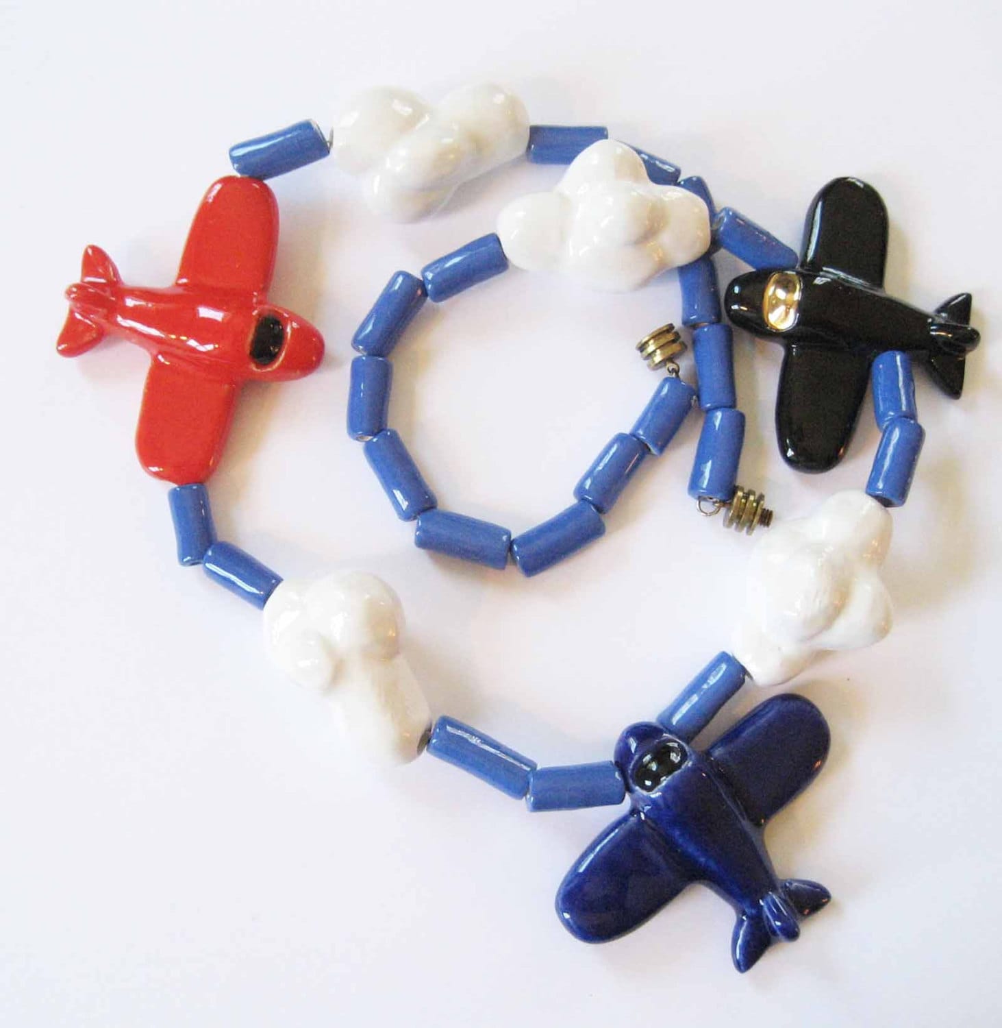 Handmade Vintage Ceramic Airplane Necklace 1970 - Etsy
