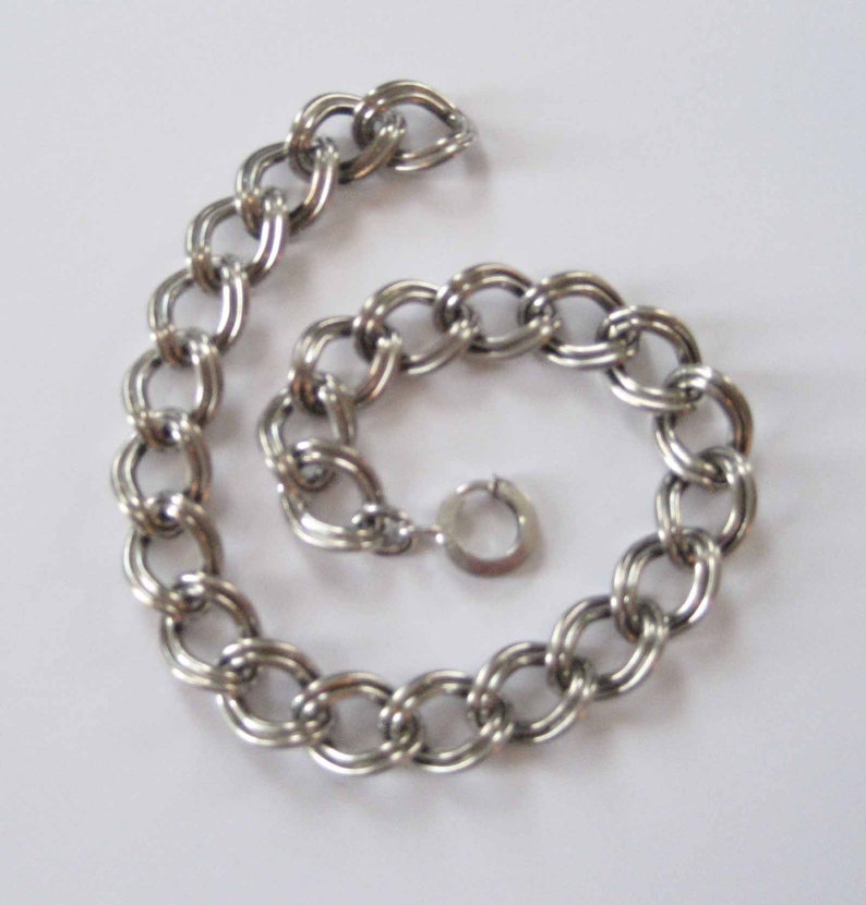 Sterling Silver Charm Bracelet Chain Thick Link - Etsy