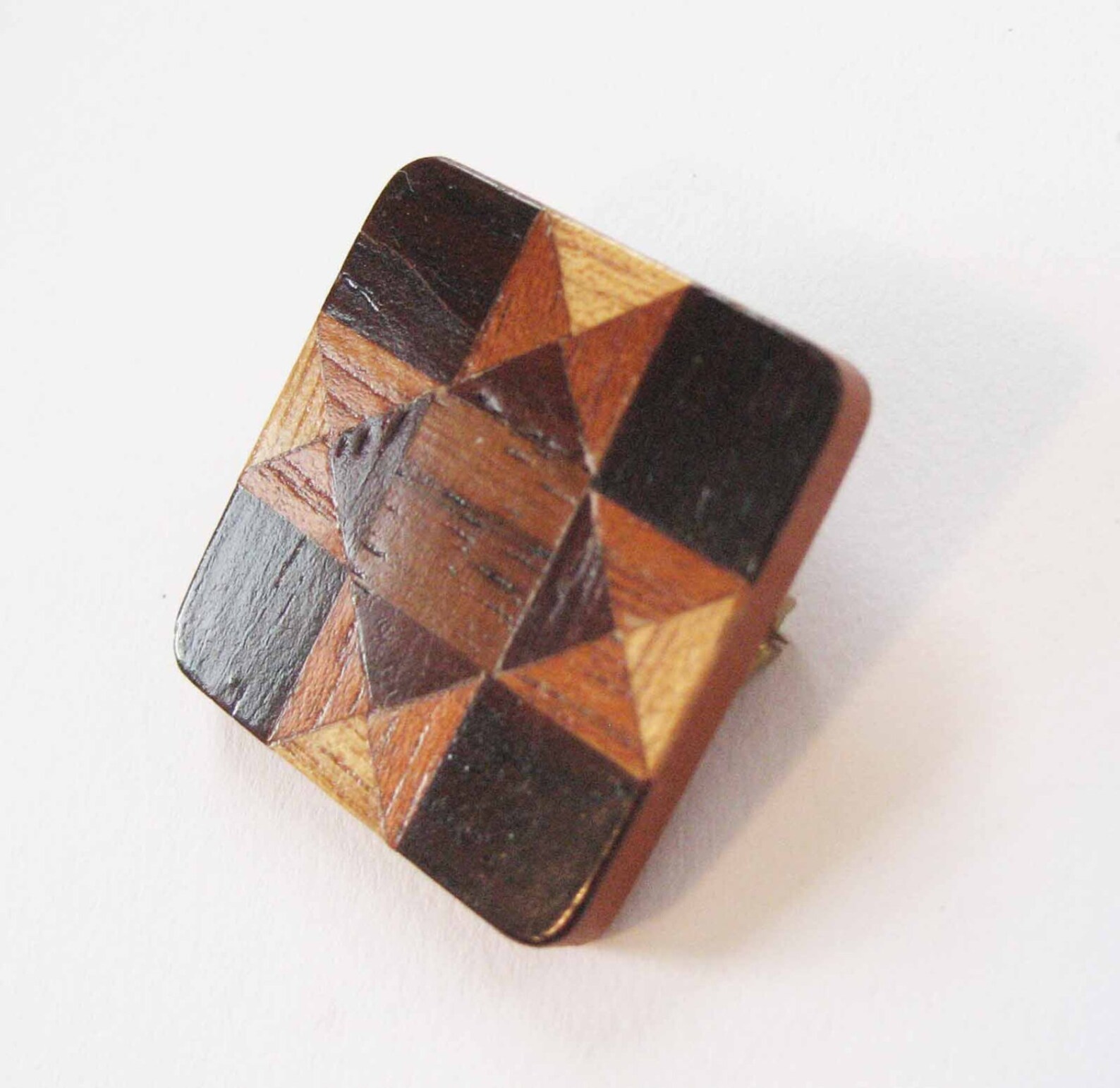 Miniature Wood Parquet Pattern Pin Genuine Wood Inlay | Etsy
