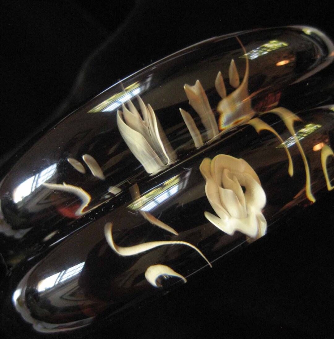 Stunning Reverse Carved Intaglio Lucite Bracelets With Dark Background ...