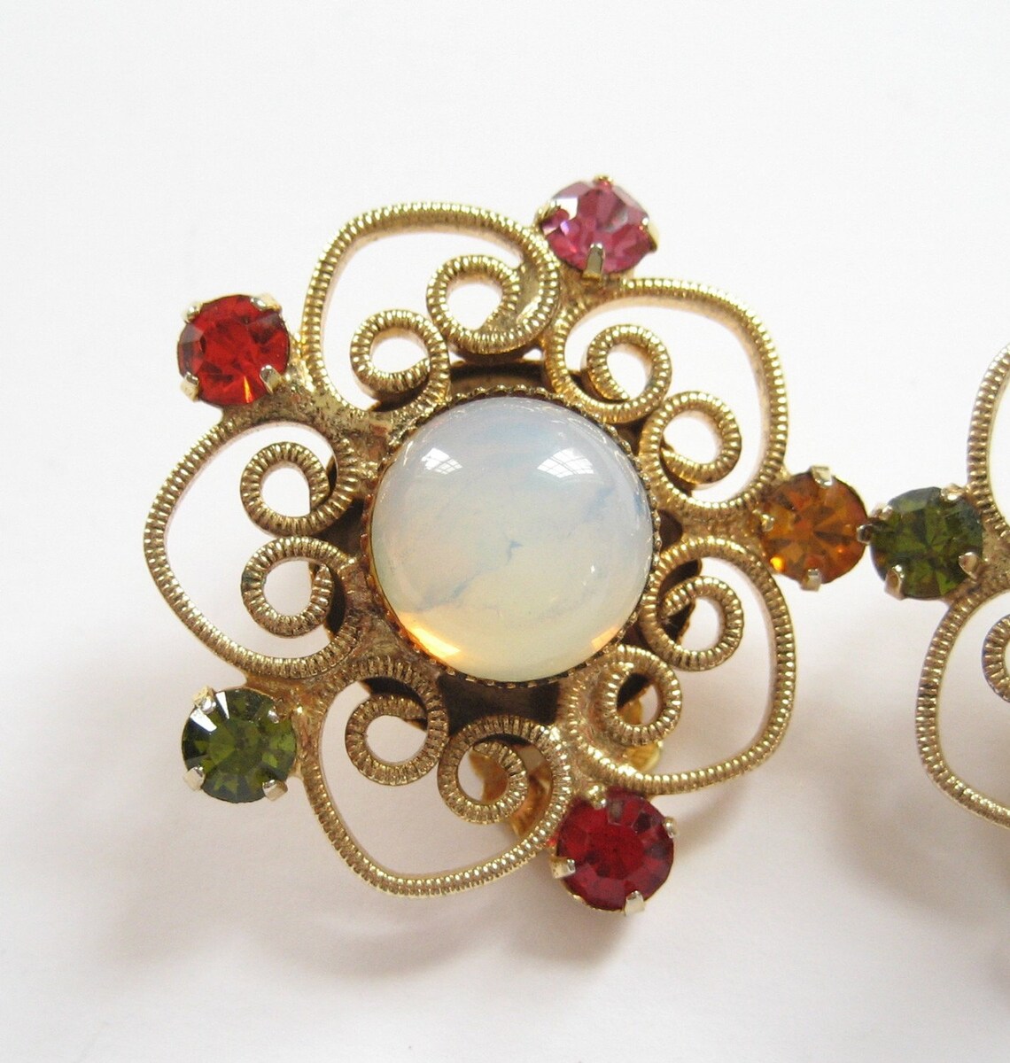 Filigree Scroll Multi Color Rhinestone Earrings - Etsy