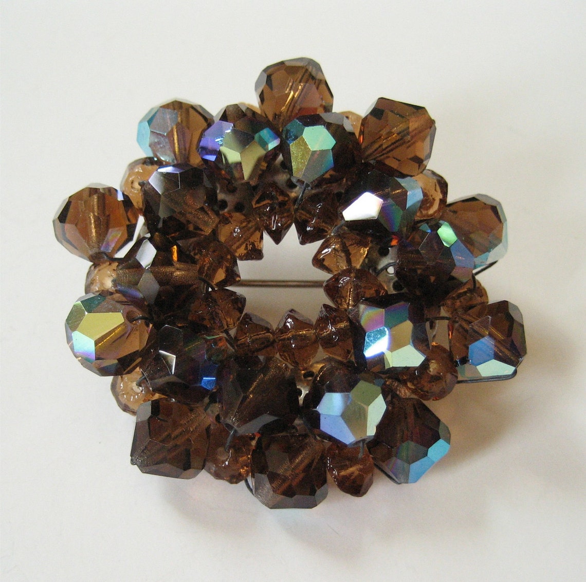 1960's Brown Aurora Borealis Crystal Brooch | Etsy