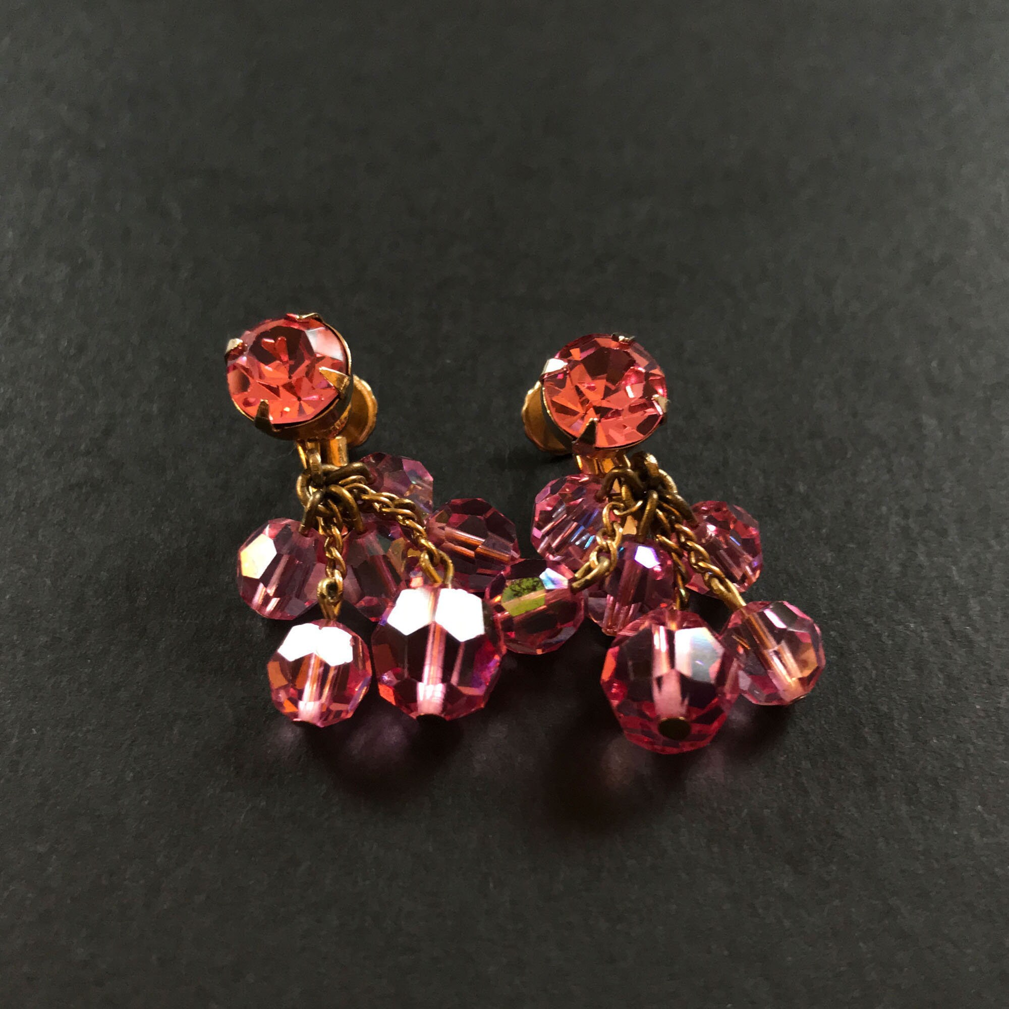 Accessocraft Dangling Pink Crystal Dangling Cluster Earrings - Etsy