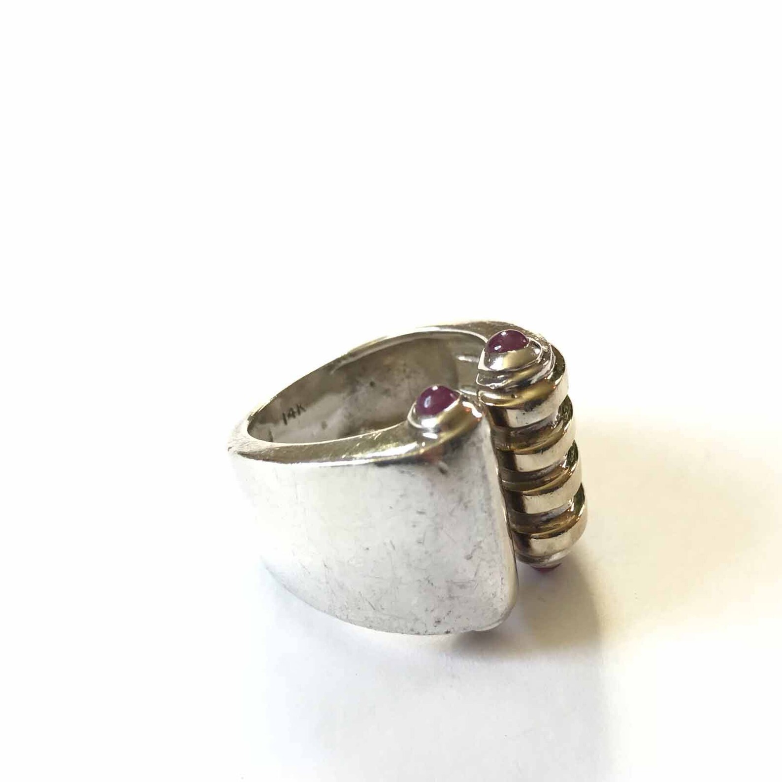 Bold Modern Sterling Silver 14K Open Front Ring With Amethyst - Etsy