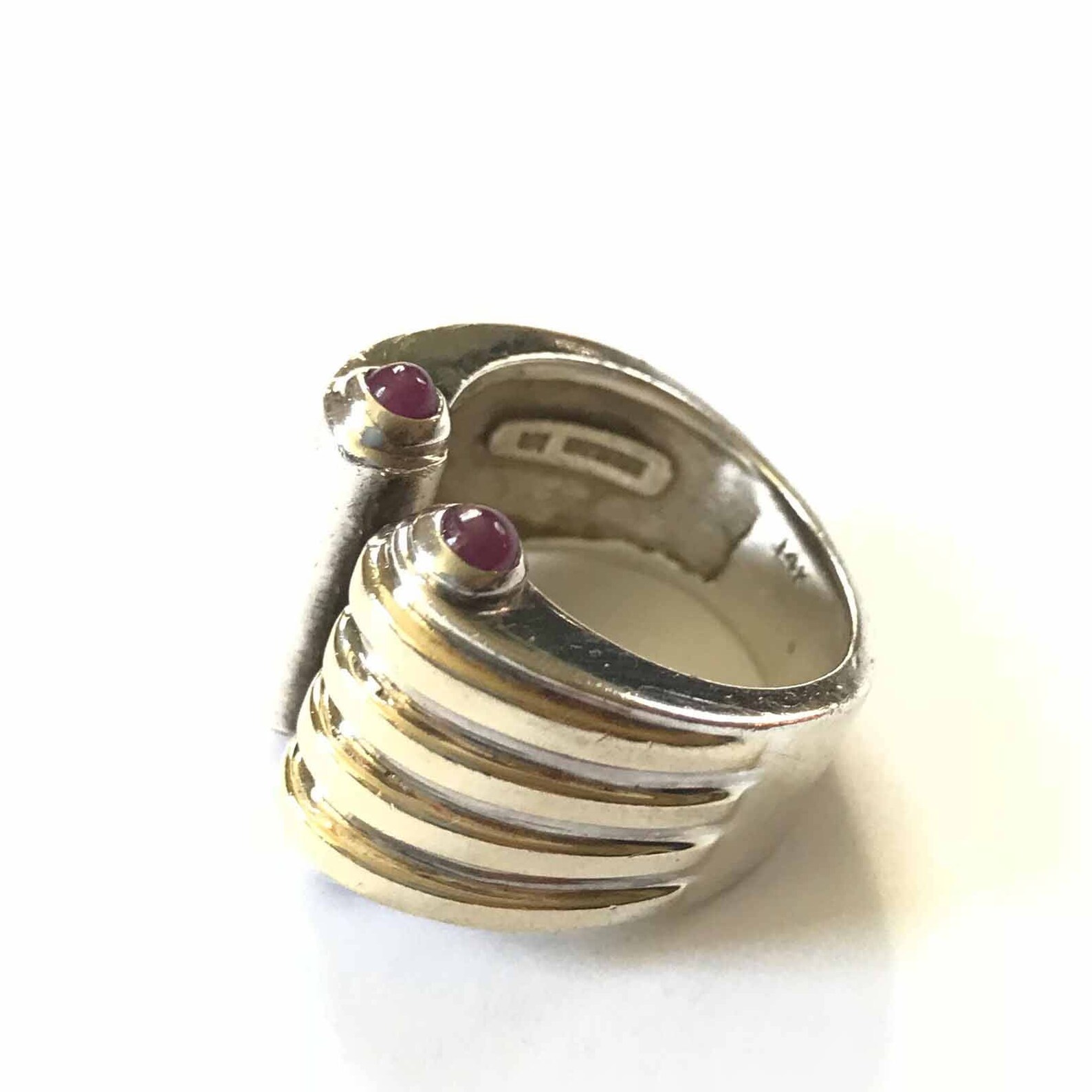 Bold Modern Sterling Silver 14K Open Front Ring With Amethyst | Etsy