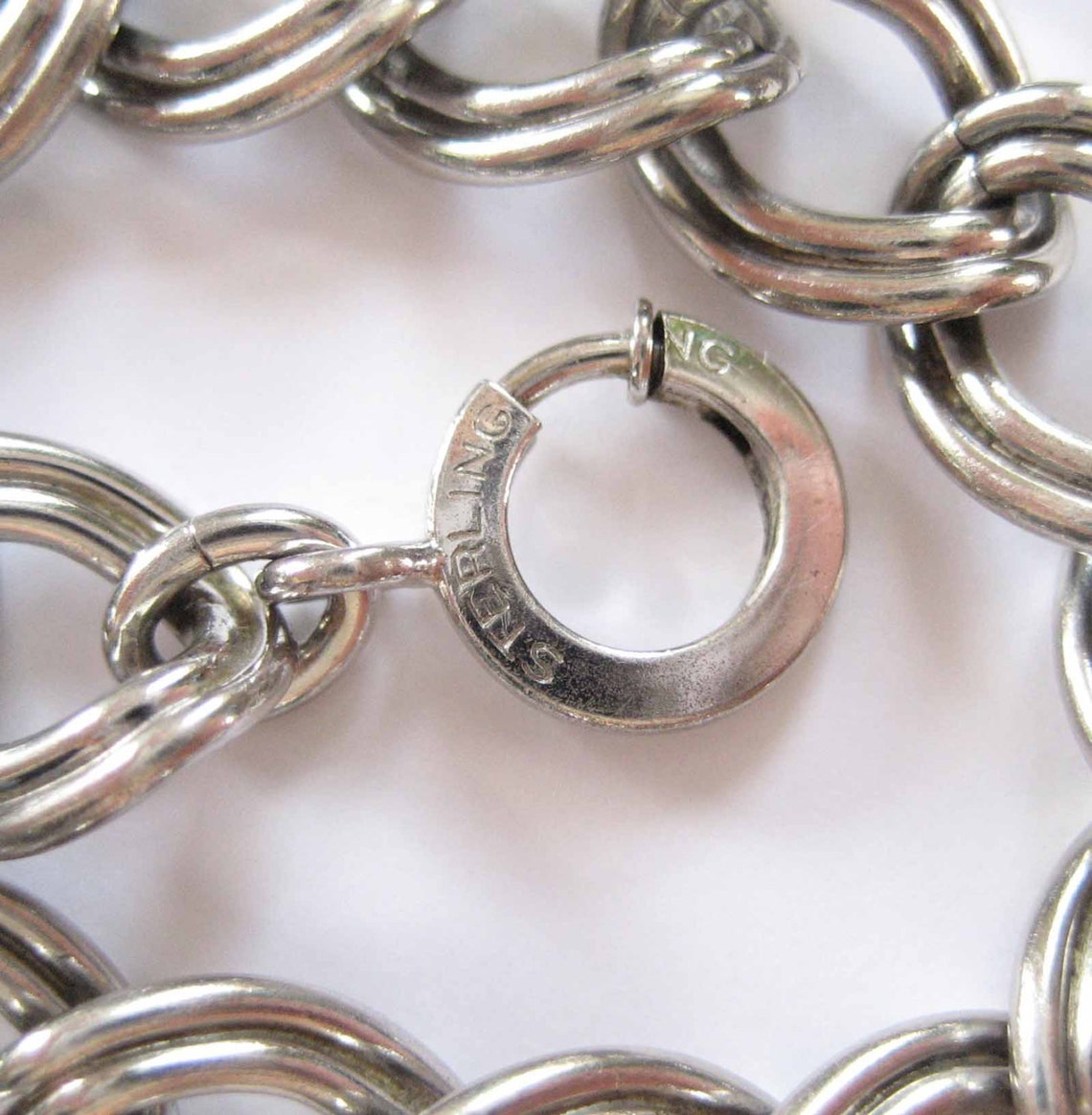 Sterling Silver Charm Bracelet Chain Thick Link - Etsy
