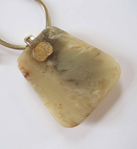 Marbleized Lucite Pendant, Large Mod 1970's Piece - Gem
