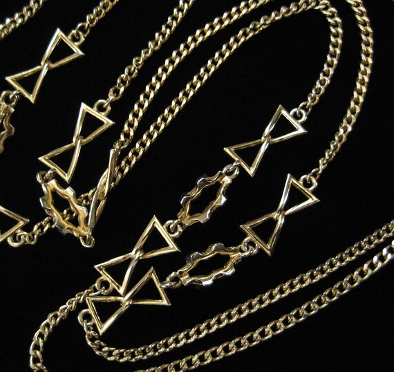 Geometric Link Chain Necklace, 1970's - Gem