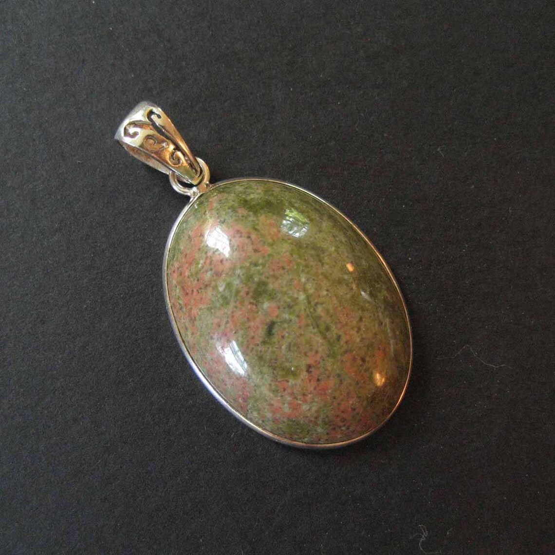 Sterling Silver Unakite Pendant - Etsy