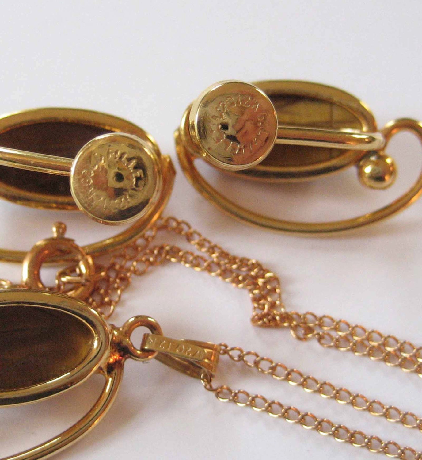 Tiger's Eye Scarab Necklace and Earrings Gold Filled - Etsy