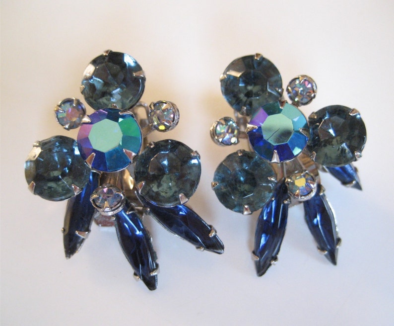 Beau Jewels Blue Rhinestone Earrings - Etsy