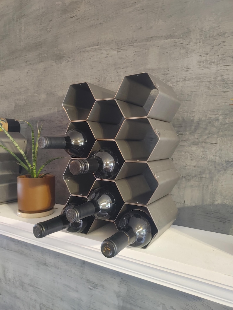 Modern Hexagonal Metal Wine Bottle Rack – Minimalist Wine Storage for ...