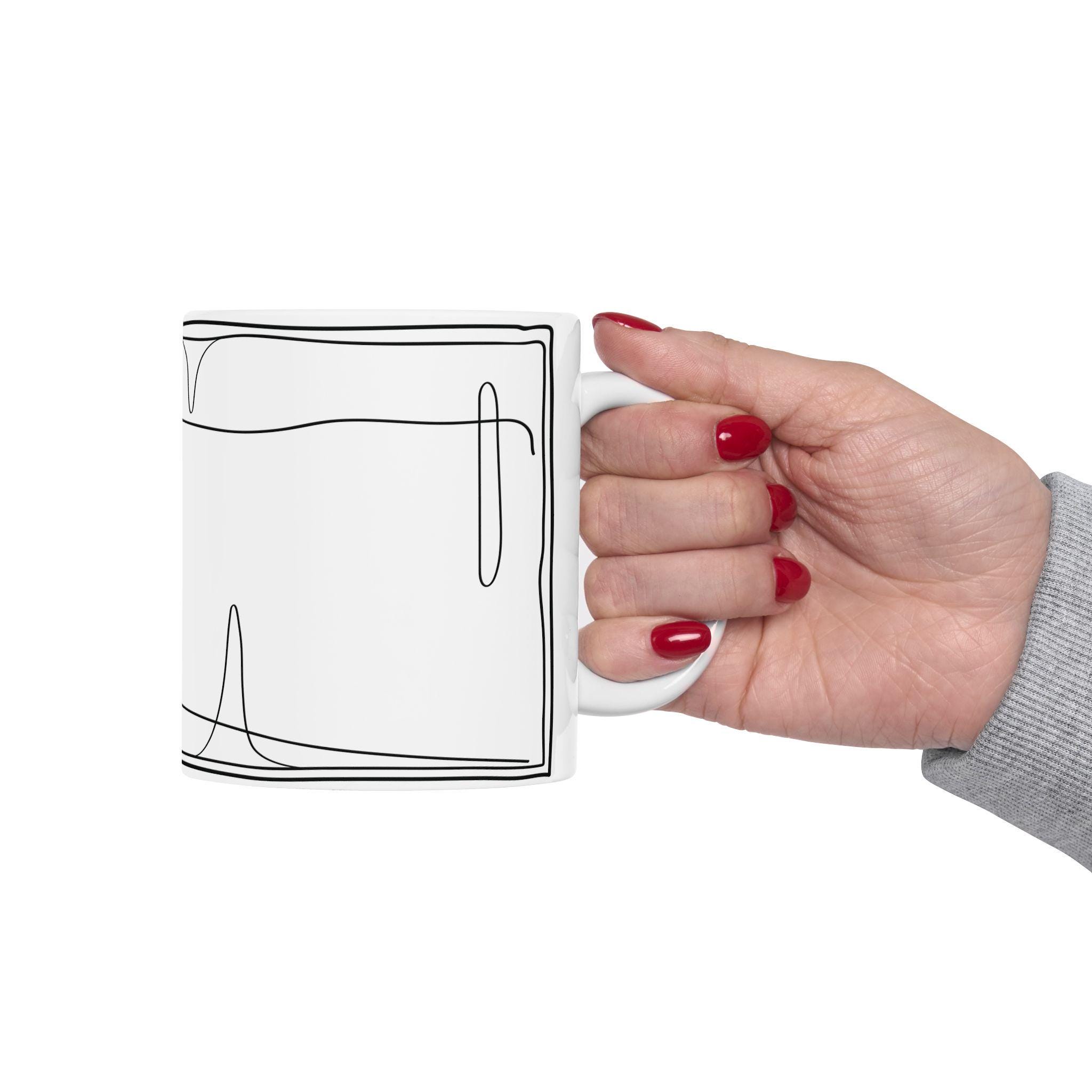 Minimalist Ceramic Mug, 2D Illustration Lover Tea Mug, Coffee Cup, Hot ...