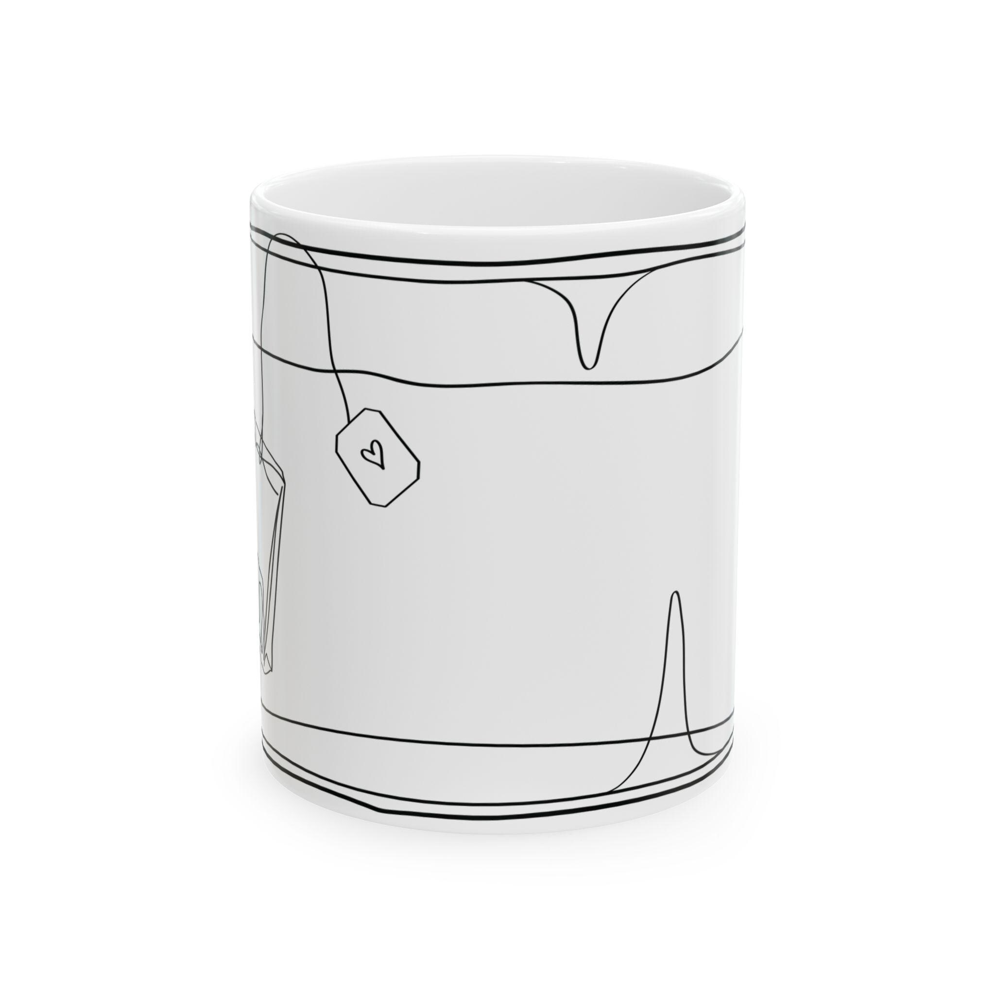 Minimalist Ceramic Mug, 2D Illustration Lover Tea Mug, Coffee Cup, Hot ...