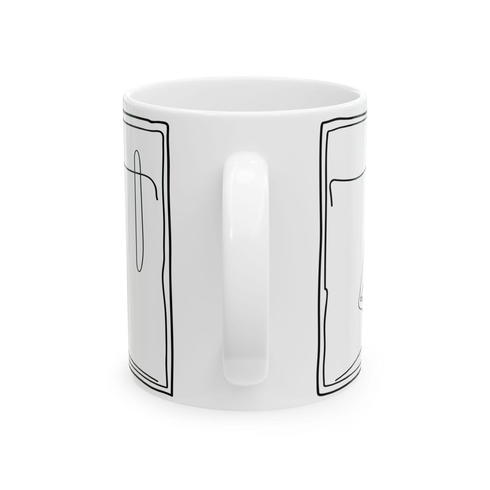 Minimalist Ceramic Mug, 2D Illustration Lover Tea Mug, Coffee Cup, Hot ...